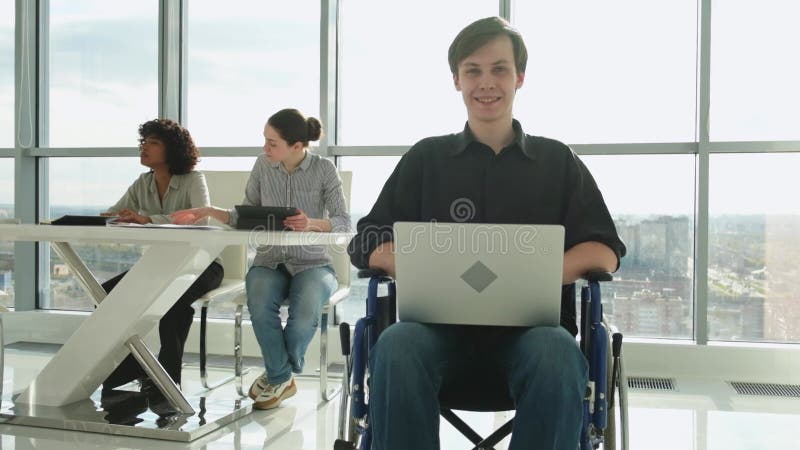 Accessible Environment. Young Man in Chair for People with Disability ...
