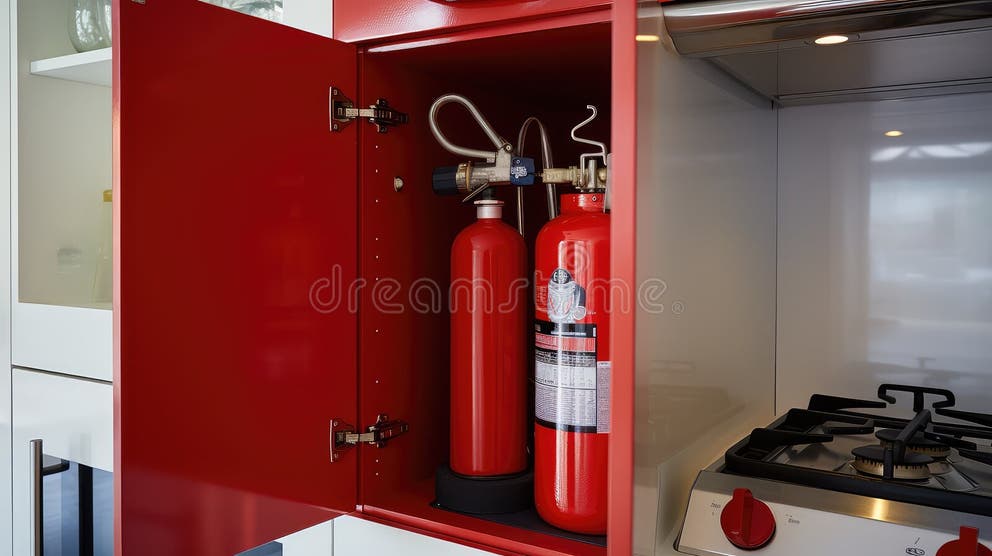 Accessible Fire Extinguisher Kitchen Stock Illustration - Illustration ...