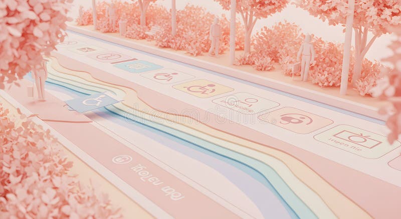 Pastel Pink Pathway of Accessibility and Inclusivity Icons: a Digital ...