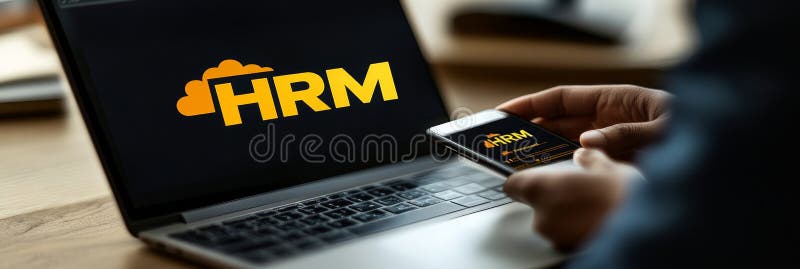 Accessing Cloud-Based HR Software, Businessman Uses Mobile Device, HRM ...