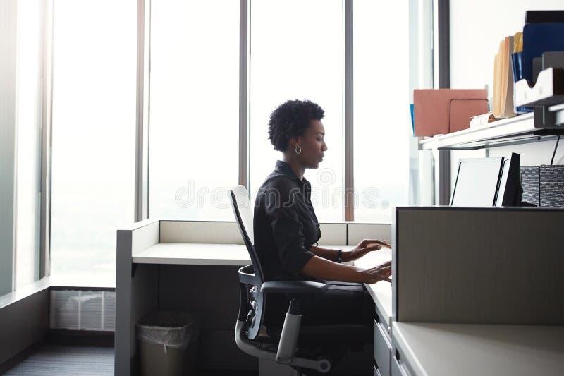 Accessing the Needed Information Online. a Businesswoman Working on Her ...