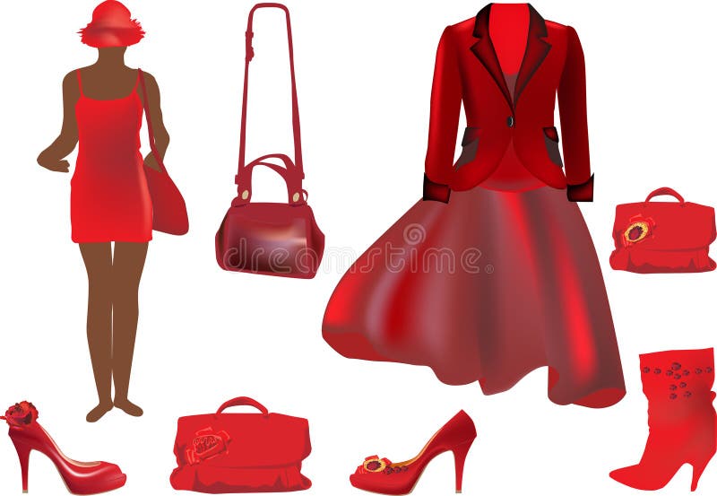 Accessori Rossi Per La Donna Illustrazione Vettoriale - Illustrazione ...