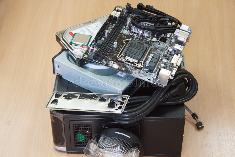 Accessories for Assembly of Personal Computer on Desktop. Stock Image ...