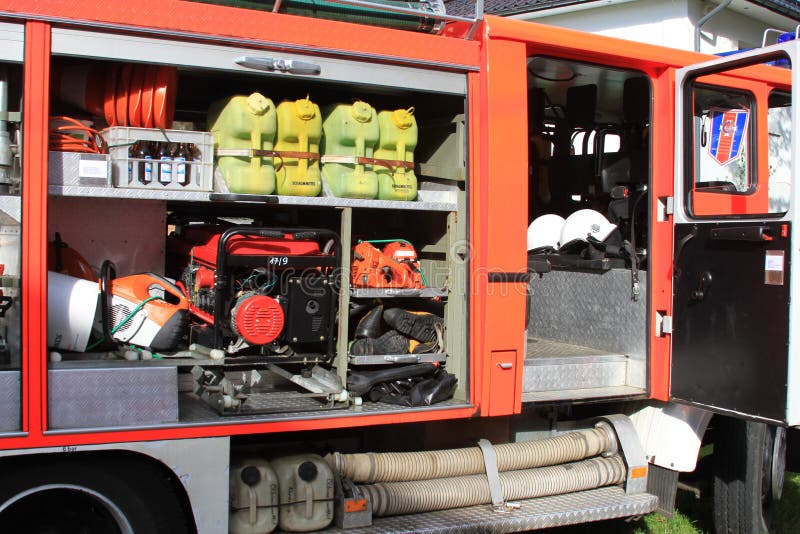 Inside the Fire Engine, Fire Truck Stock Image - Image of equipment ...