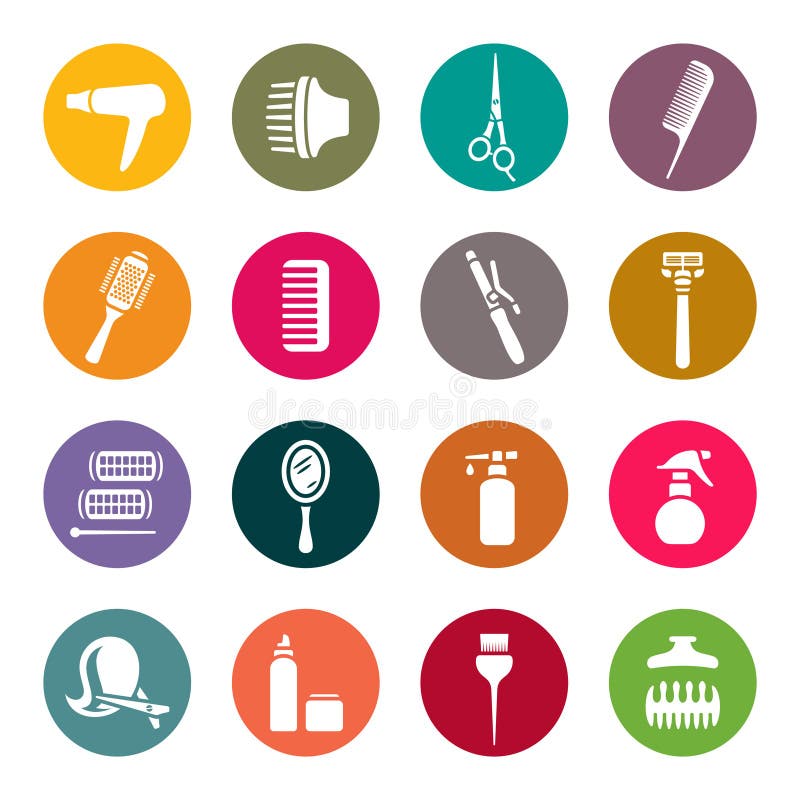 Accessories for Hair Salon Icons Stock Illustration - Illustration of ...