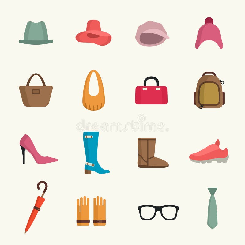 Accessories icon set stock vector. Illustration of purse - 54201987