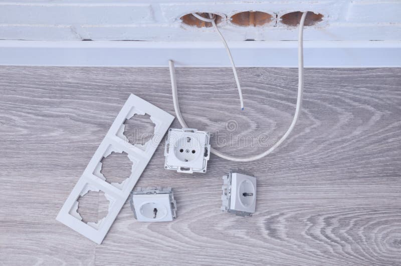 Accessories for the Installation of Sockets. Stock Image - Image of ...