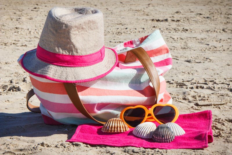 Accessories for Relax or Sunbathing on Beach. Travel and Vacation Time ...