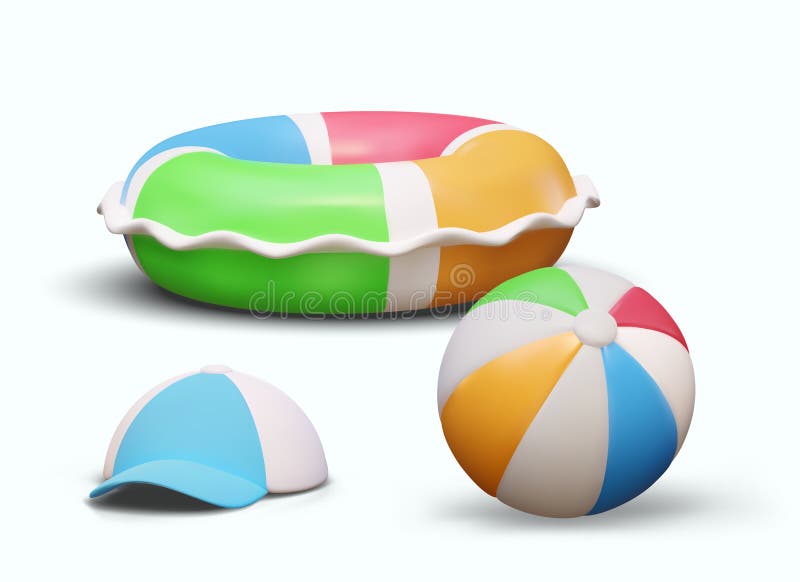 Accessories for Safe Children Rest on Beach. 3D Sun Protection Baseball ...