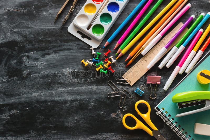 Accessories for Study at School on a Blackboard with Space for Text ...