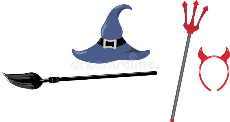 Accessories for Witch and Devil Costumes Stock Vector - Illustration of ...