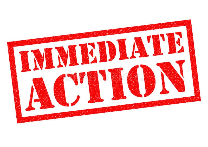ACCIÓN INMEDIATA stock de ilustración. Ilustración de sellos - 86662463