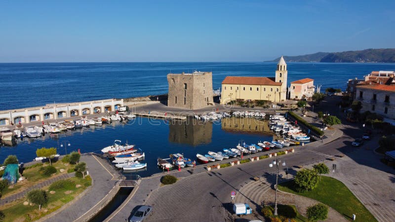 Acciaroli from drone stock image. Image of porto, tower - 228722437