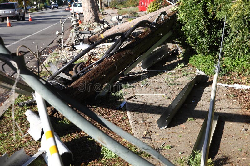Accident aftermath scene stock image. Image of poles - 28344031