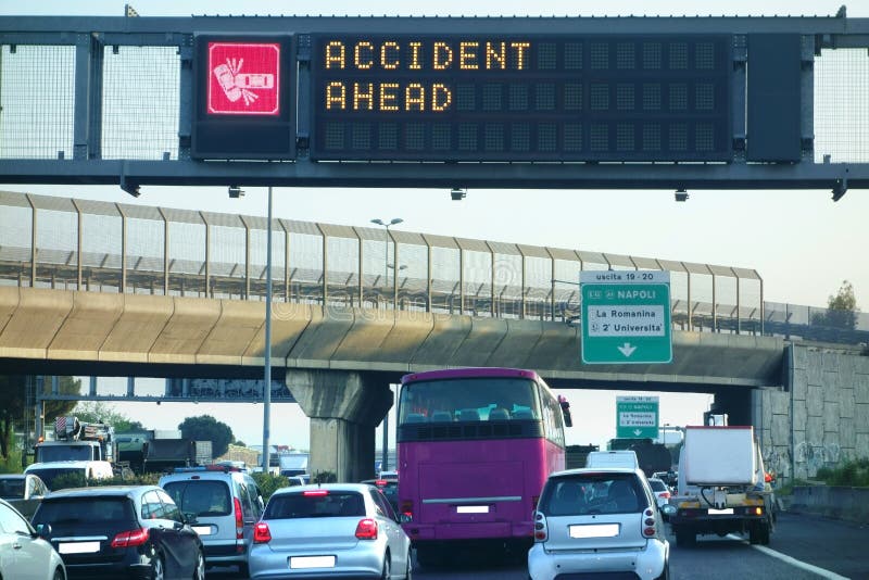 Accident Ahead Warning Traffic Jam Caution Stock Image - Image of messy ...