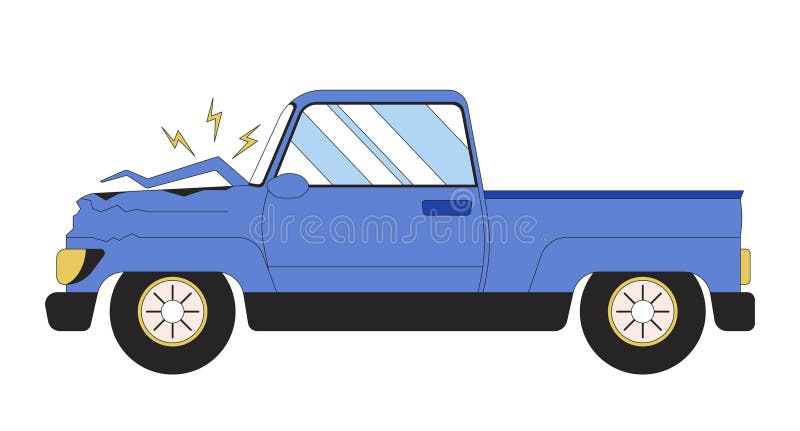 Accident Automobile Side View 2D Linear Cartoon Object Stock Vector ...