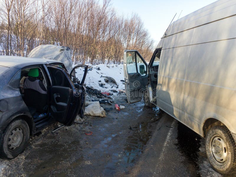 Accident of a Car and a Cargo Van Editorial Stock Photo - Image of ...
