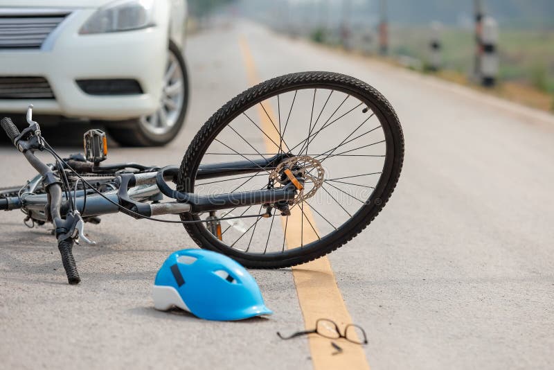 Accident Car Crash with Bicycle on Road Stock Photo - Image of danger ...