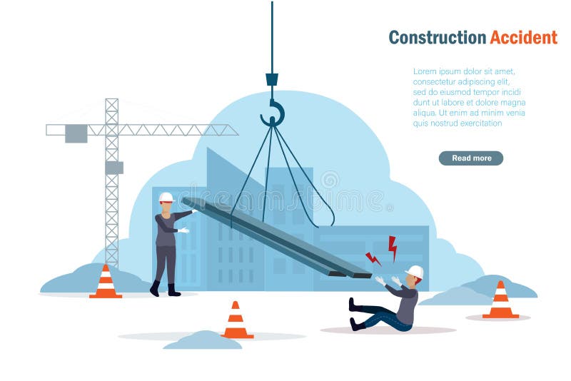 Accident at Construction Site. Steel Plate Falling on Workers when ...