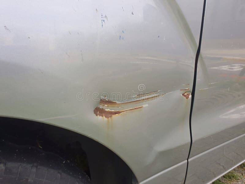 Car accident damage stock photo. Image of rust, silver - 309720526