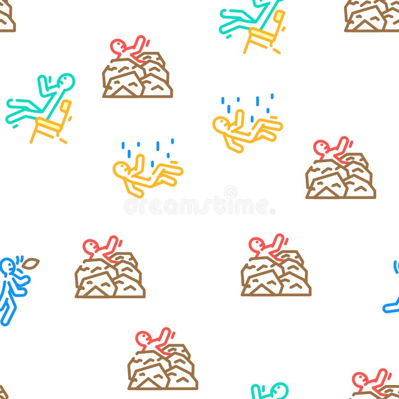 Accident Injury Man Person Vector Seamless Pattern Stock Illustration ...