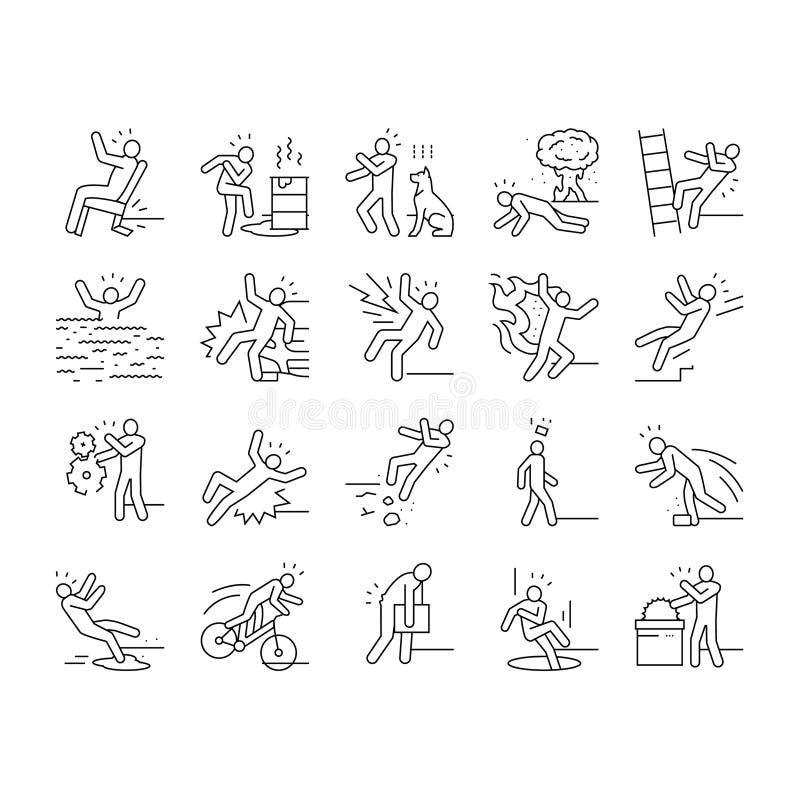 Accident Injury Safety Man Risk Icons Set Vector Stock Vector ... Accident Injury Safety Man Risk Icons Set Vector Stock Vector ...