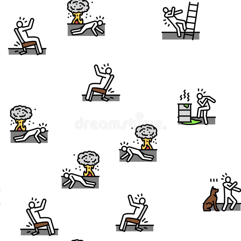 Accident Injury Safety Man Risk Vector Seamless Pattern Stock Vector ...