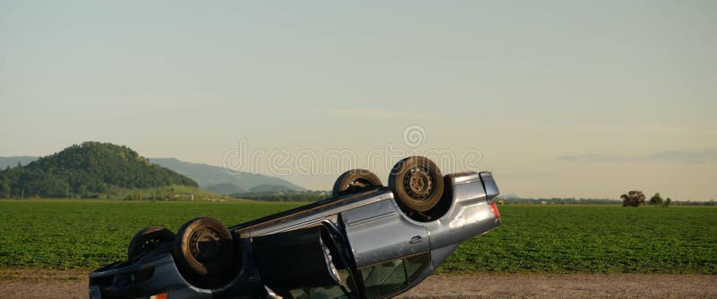 Accident, Overturned Car on the Road Stock Image - Image of urgently ...