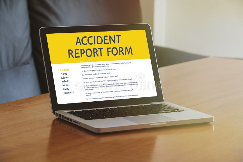 Accident Report Form in a Computer Screen Stock Image - Image of policy ...