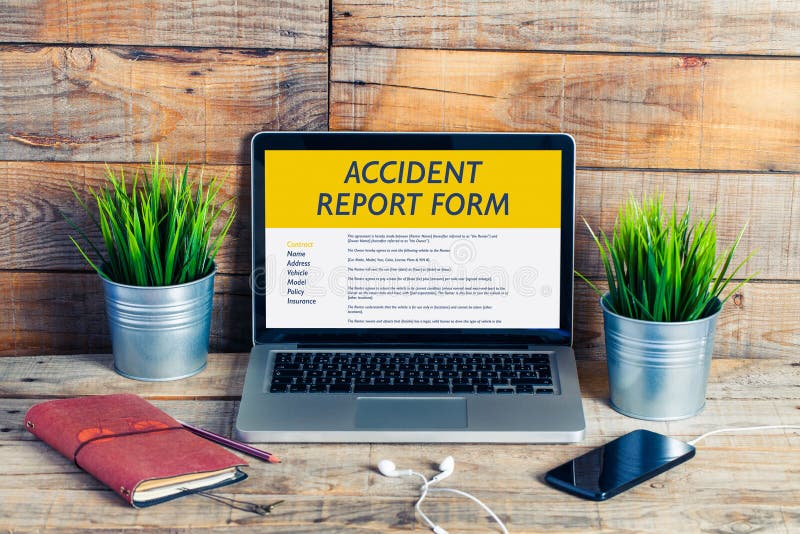 Accident Report Form in a Laptop Screen. Stock Photo - Image of ...