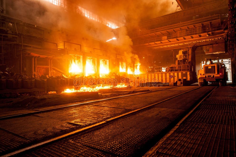 Accident at a steel mill stock photo. Image of burning - 88784408