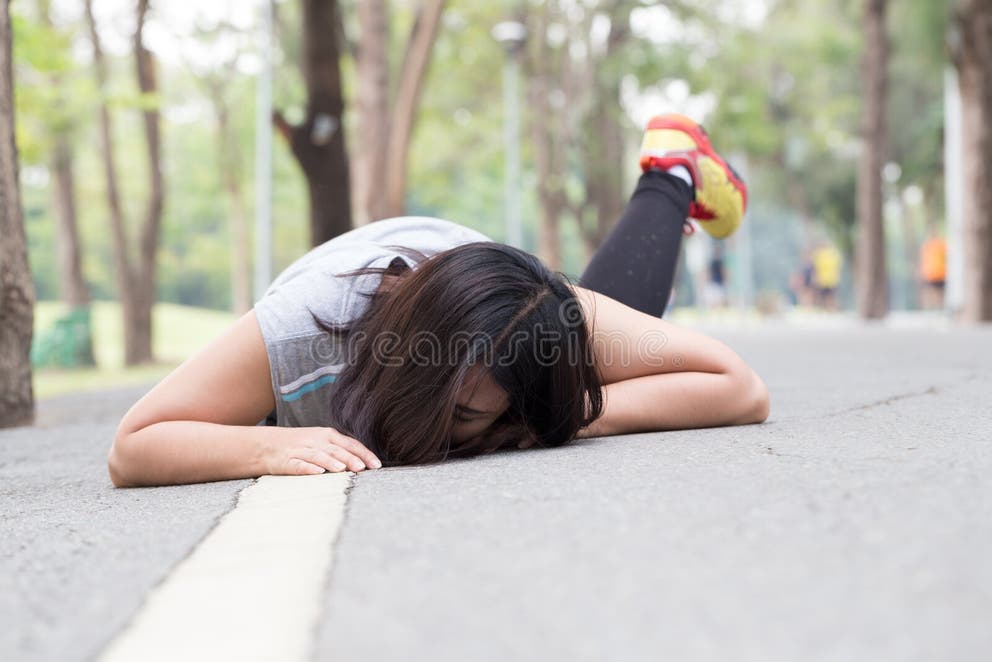 Accident. Stumble and Fall while Jogging Stock Image - Image of park ...