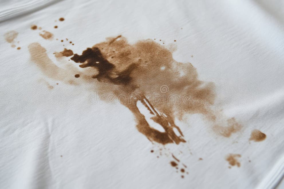 Accidental Coffee Spill on White Tee. Stock Illustration - Illustration ...