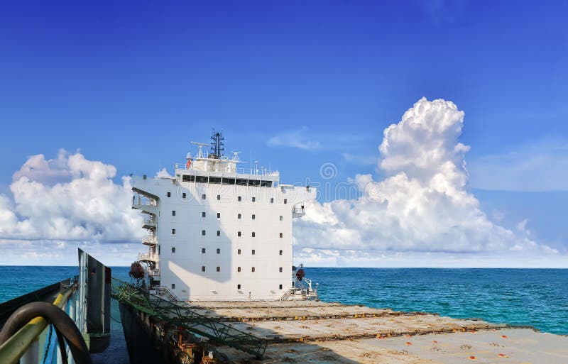 Accommodation Bridge Deck of Cargo Ship Sailing in the Sea Stock Image ...