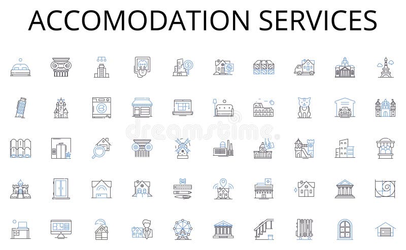 Accomodation Services Line Icons Collection. Efficiency, Process ...