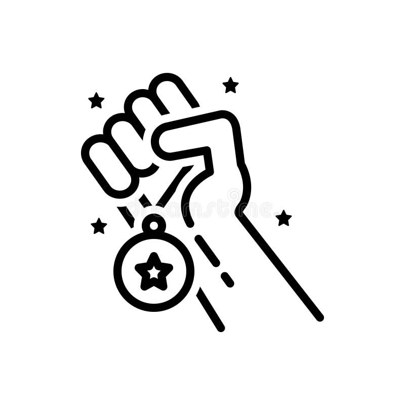 Black Line Icon for Accomplish, Achieve and Win Stock Vector ...