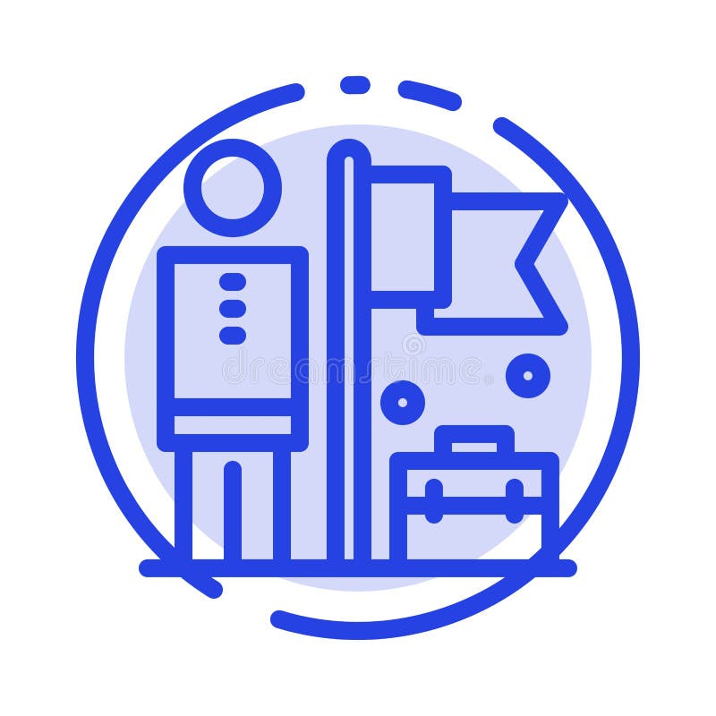 Accomplished, Achieve, Businessman, Flag Blue Dotted Line Line Icon ...
