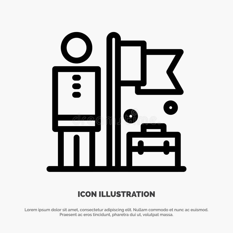 Accomplished, Achieve, Businessman, Flag Line Icon Vector Stock Vector ...