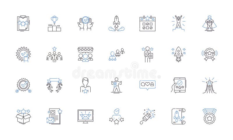 Accomplished Line Icons Collection. Successful, Achieved, Proficient ...