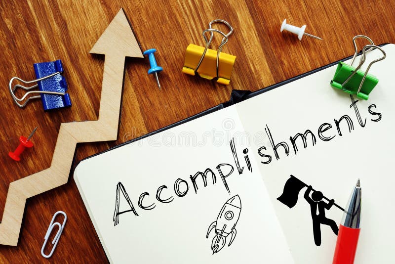 Accomplishments are Shown on the Business Photo Using the Text Stock ...