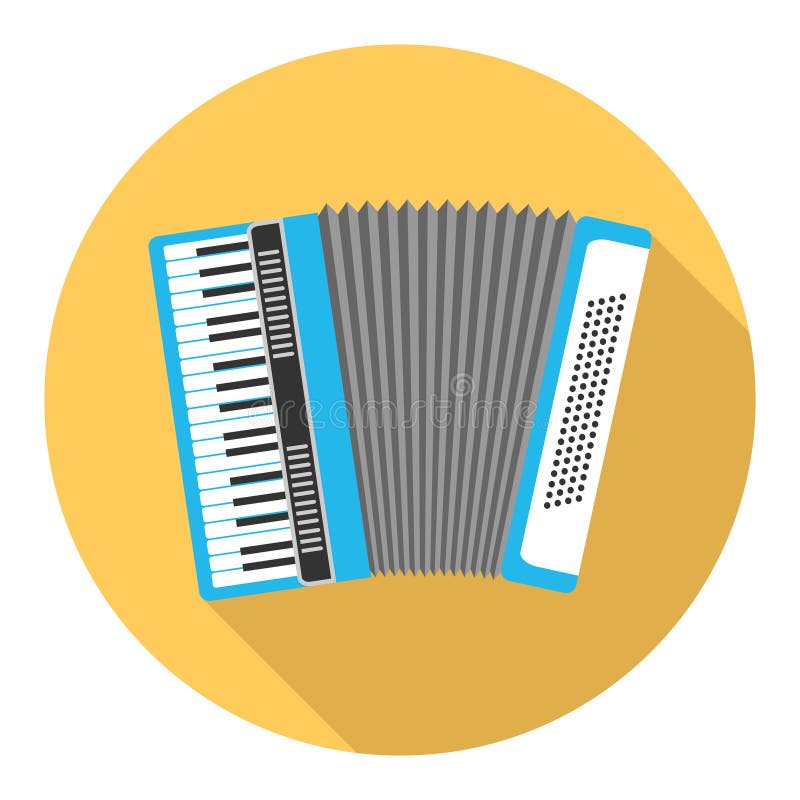 Accordion, Accordion Icon Isolated on Yellow Background with Shadow ...