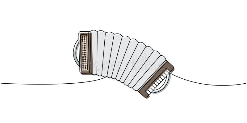 Accordion One Line Colored Continuous Drawing. Musical Instruments ...