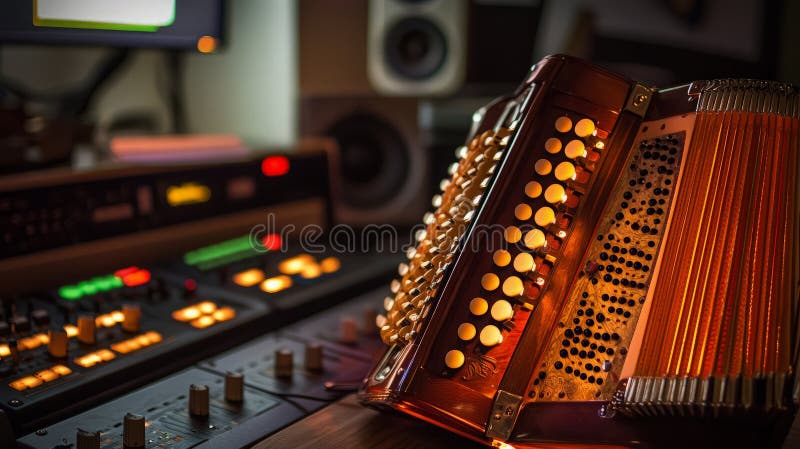 Accordion on a Recording Studio Console Stock Photo - Image of musician ...