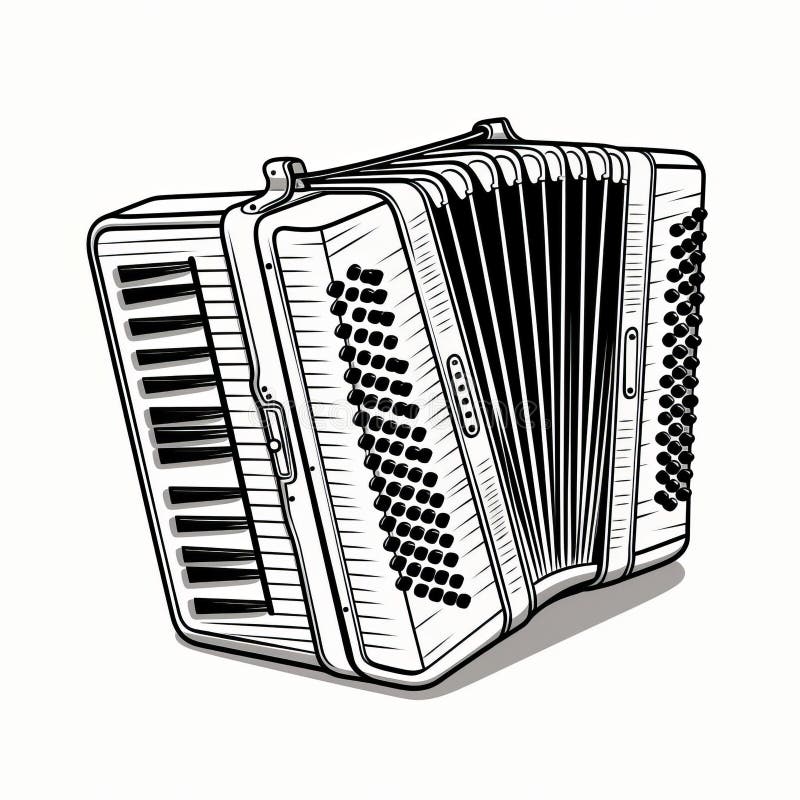 Realistic Accordion Illustration in Simple One-line Drawing Style Stock ...