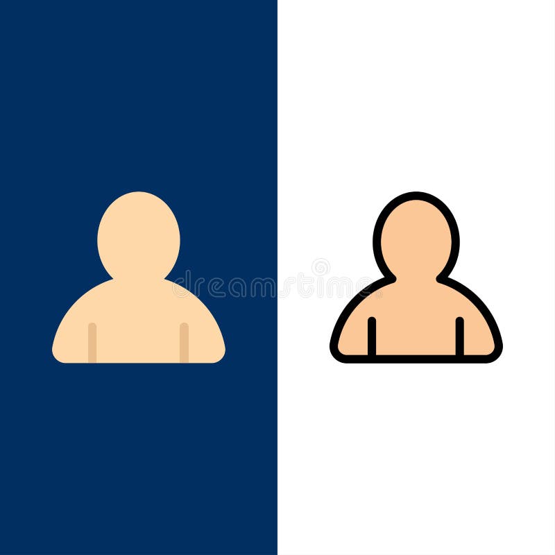 Account, Avatar, User Icons. Flat and Line Filled Icon Set Vector Blue ...