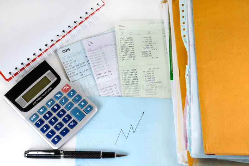 Account Book with Calculator and Documents Stock Photo - Image of ...