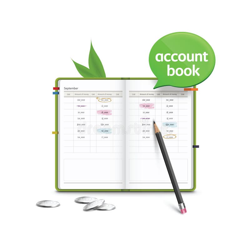 Account Book with Speech Bubble. Vector Illustration Decorative Design ...