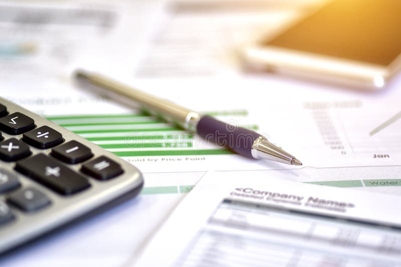 Account data and calculate stock photo. Image of plan - 104527204