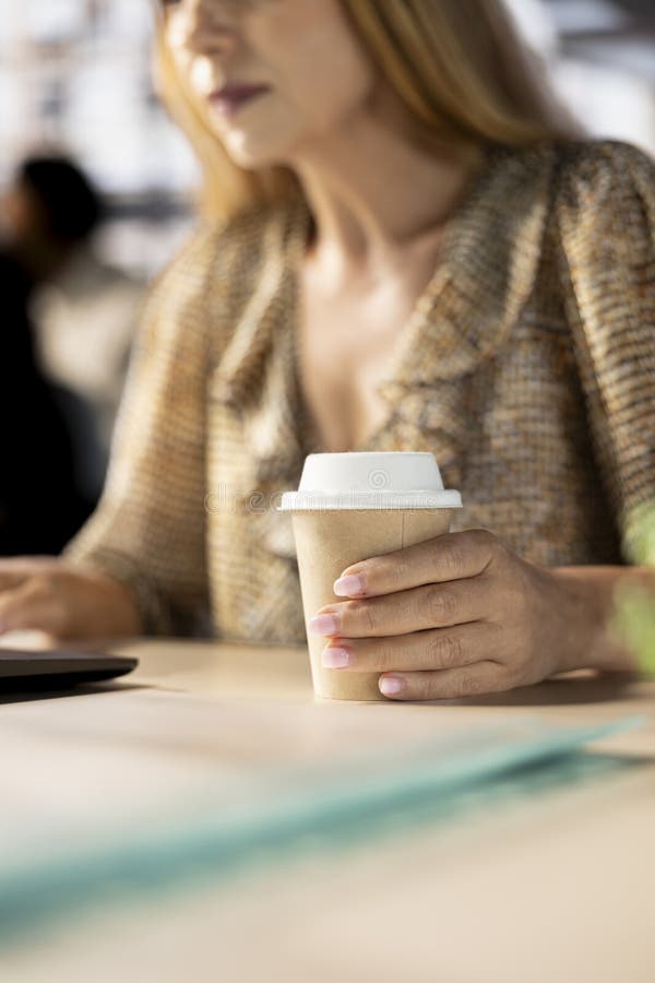 Account Executive Multitasking on Her Computer and Drinking Coffee ...
