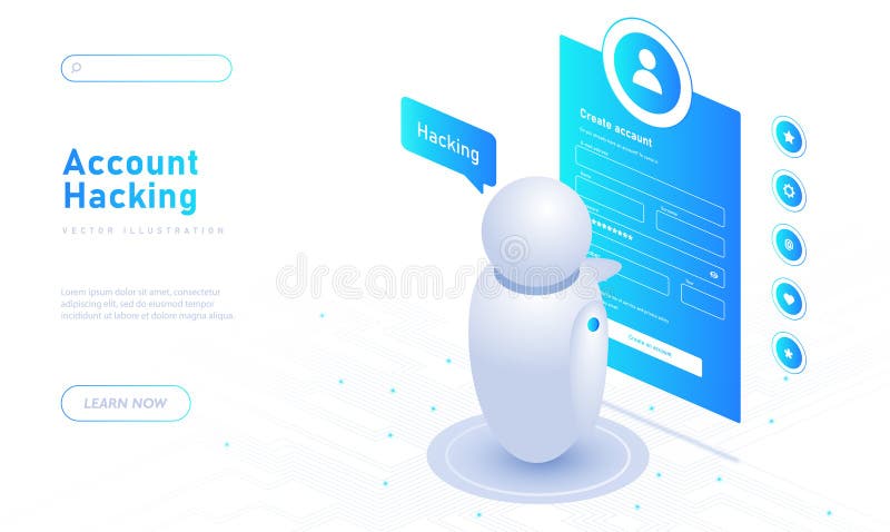 Account Hacking White Poster Vector Stock Vector - Illustration of ...